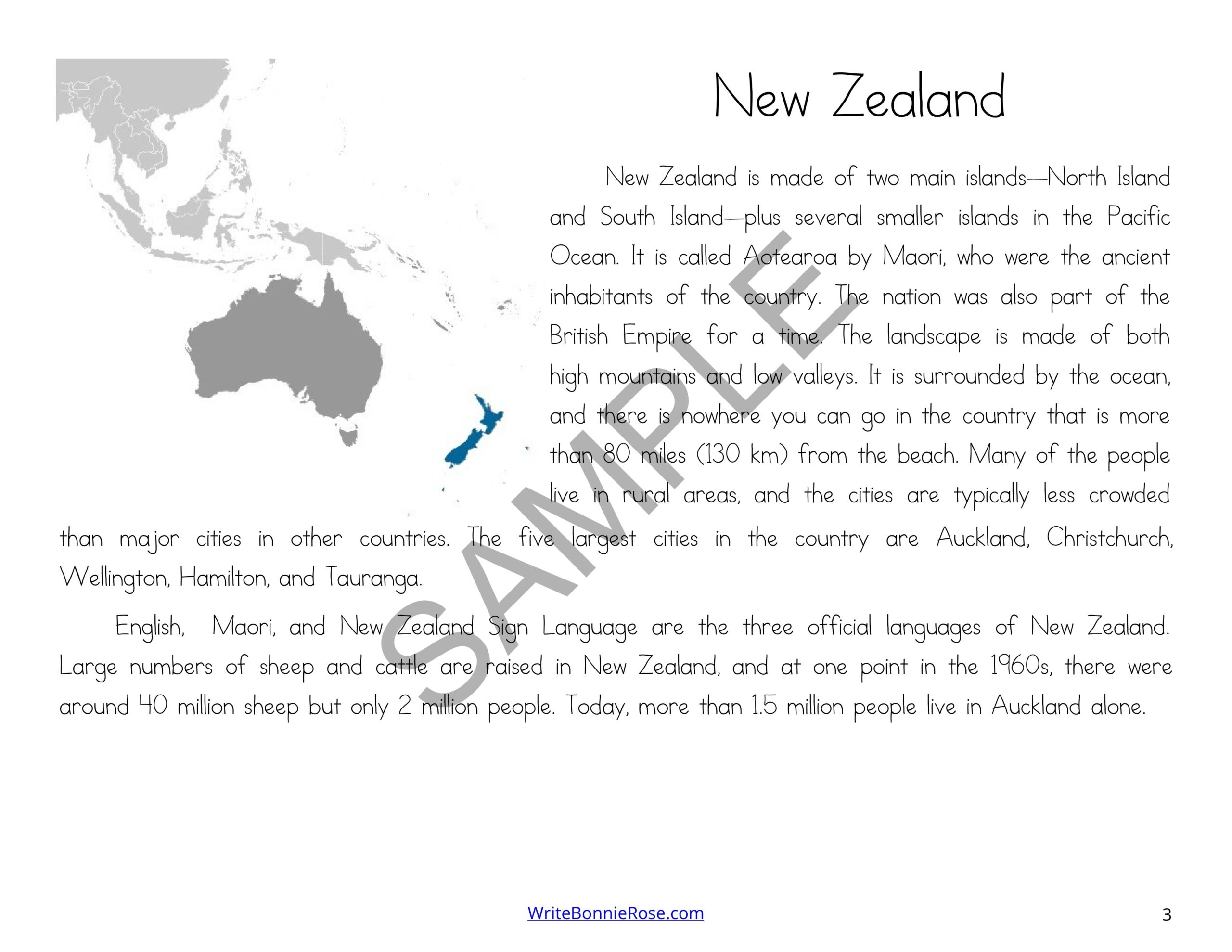 My Book About New Zealand with Print Copywork | Made By Teachers