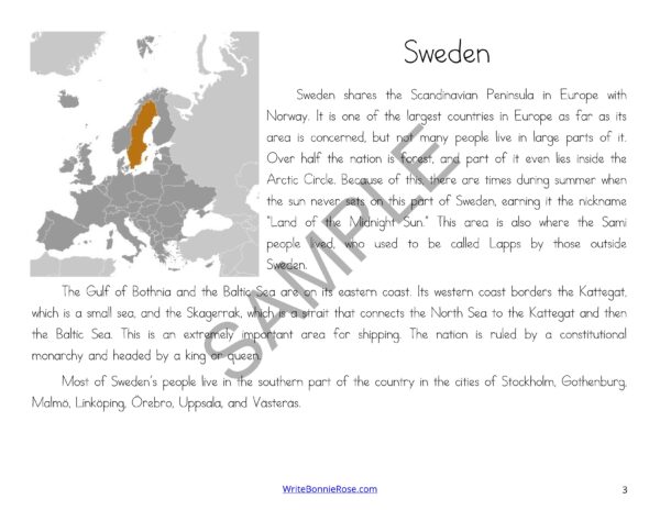 My Book About Sweden with Cursive Copywork | Made By Teachers
