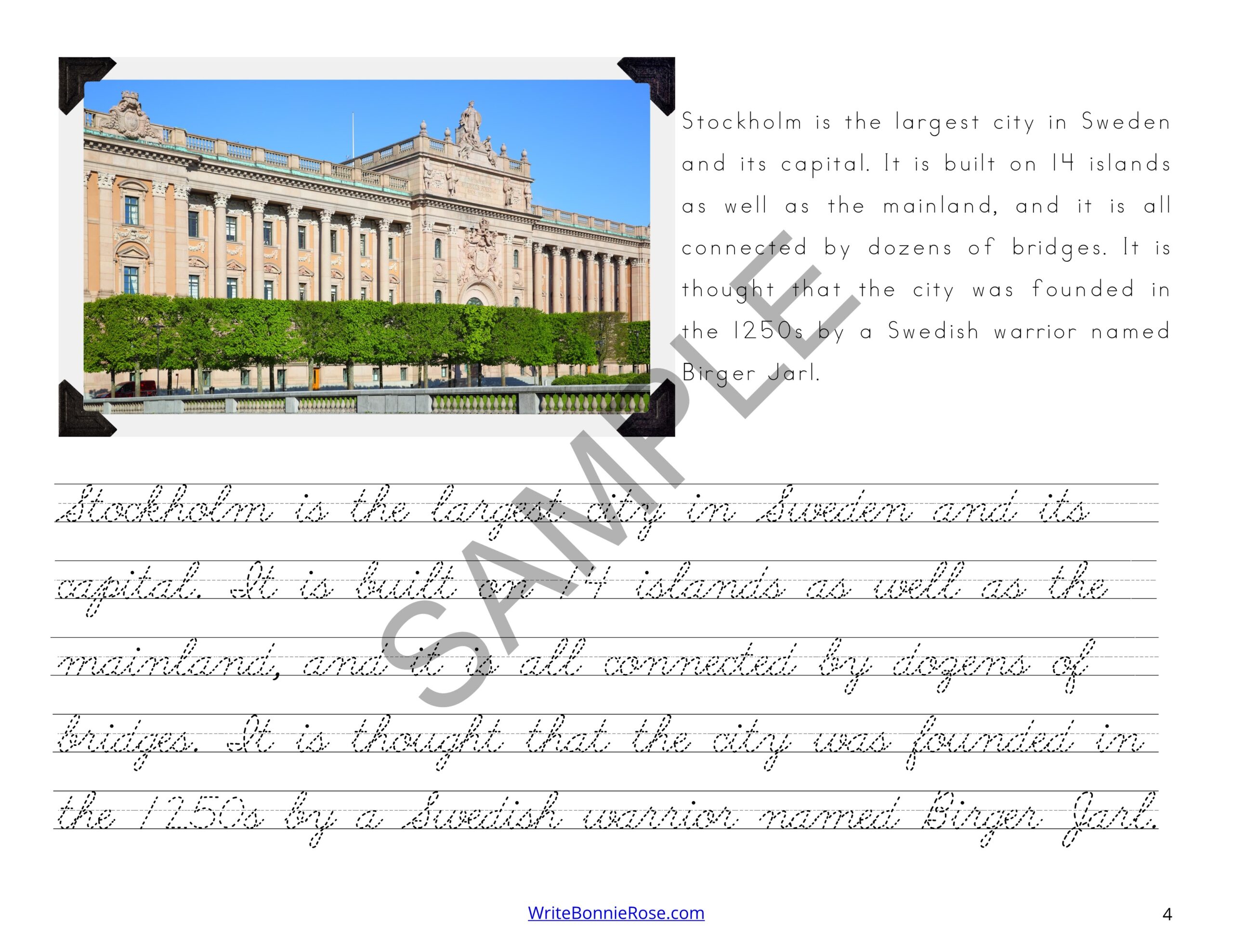 My Book About Sweden with Cursive Copywork | Made By Teachers