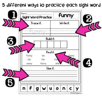 Sight Word Practice PRE-PRIMER (Trace it. Write it. Build it. Find it ...
