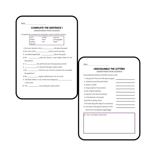 Vocabulary Worksheets | Worksheets and Vocabulary Activities | Made By ...