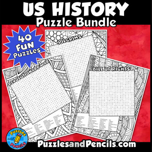 US History Word Search Puzzle Activity MEGA BUNDLE | 40 Wordsearch ...