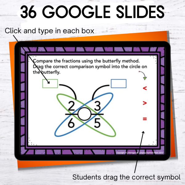 Comparing Fractions using the Butterfly Method Google Slides and ...