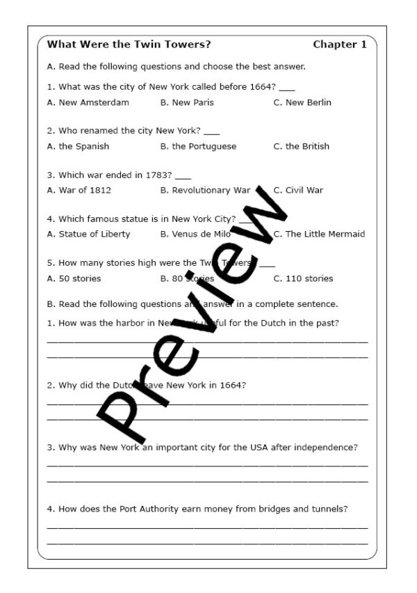 Jim O'Connor "What Were the Twin Towers?" worksheets | Made By Teachers