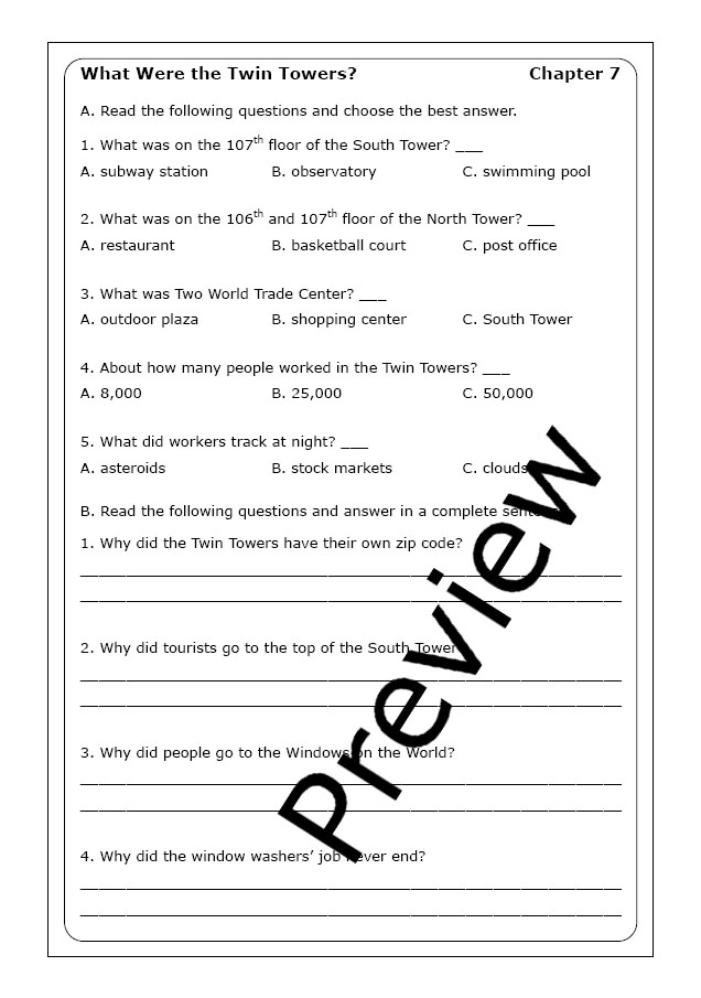 Jim O'Connor "What Were the Twin Towers?" worksheets | Made By Teachers