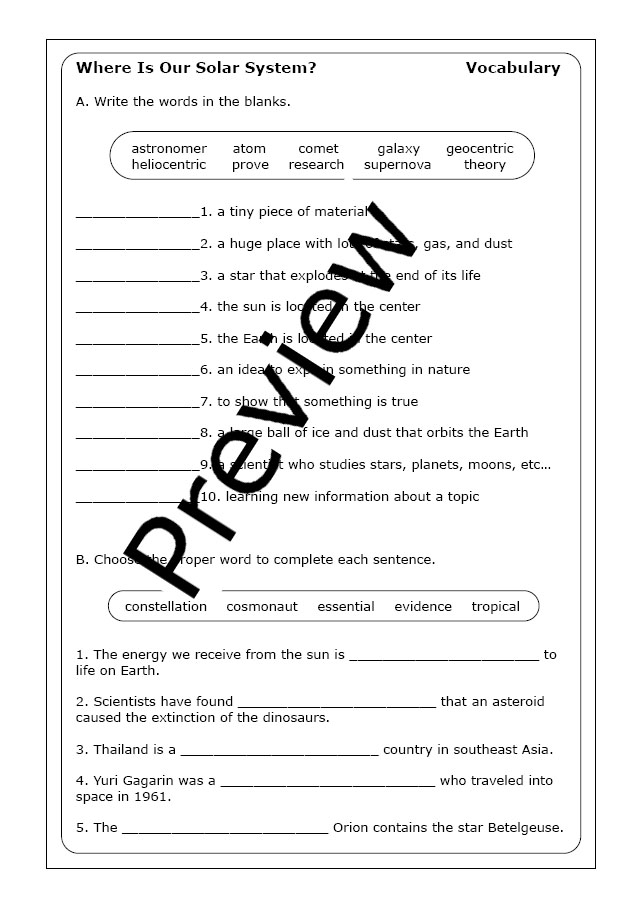 Stephanie Sabol "Where Is Our Solar System?" worksheets | Made By Teachers