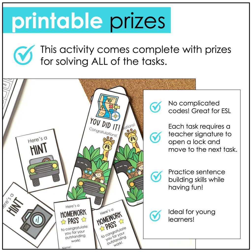 Sentence Building Grammar Escape Activity for ELL, EFL, ESL - Build a ...