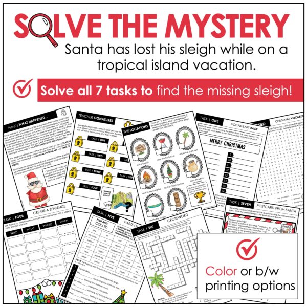 Christmas Escape Room - Vocabulary - Comprehension - Parts of Speech ...