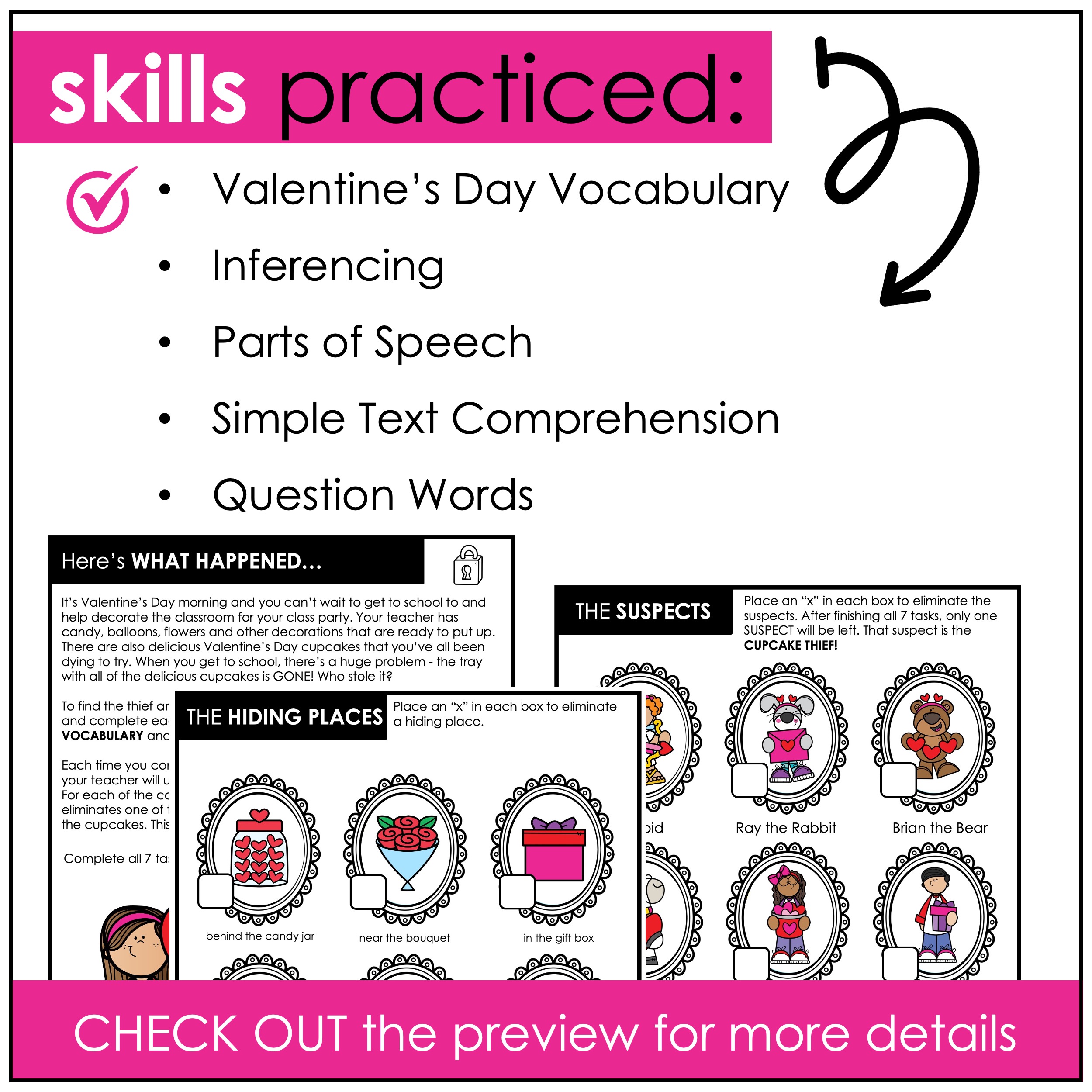 Valentine's Day Vocabulary Escape Room - Parts of Speech - Solve the ...