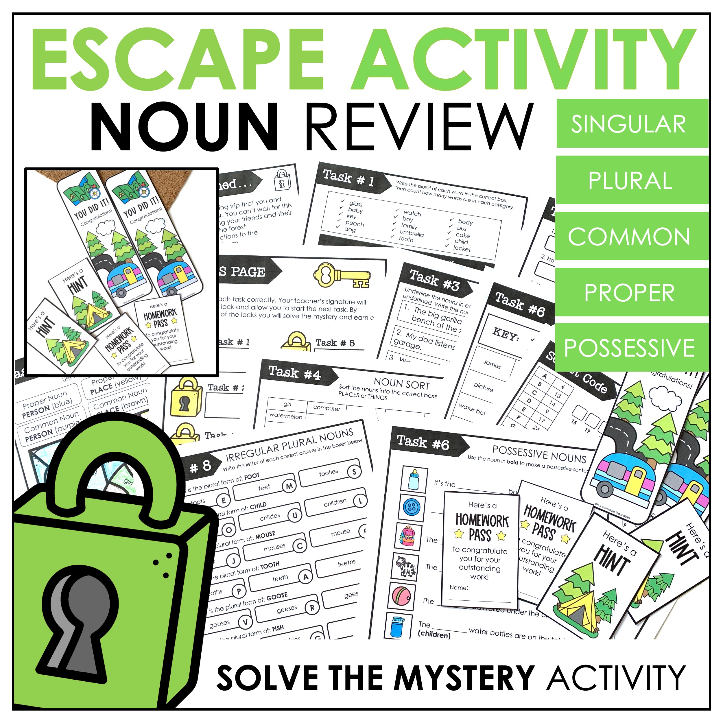 Noun Review Escape - Plural - Possessive - Common & Proper Nouns ELL ...