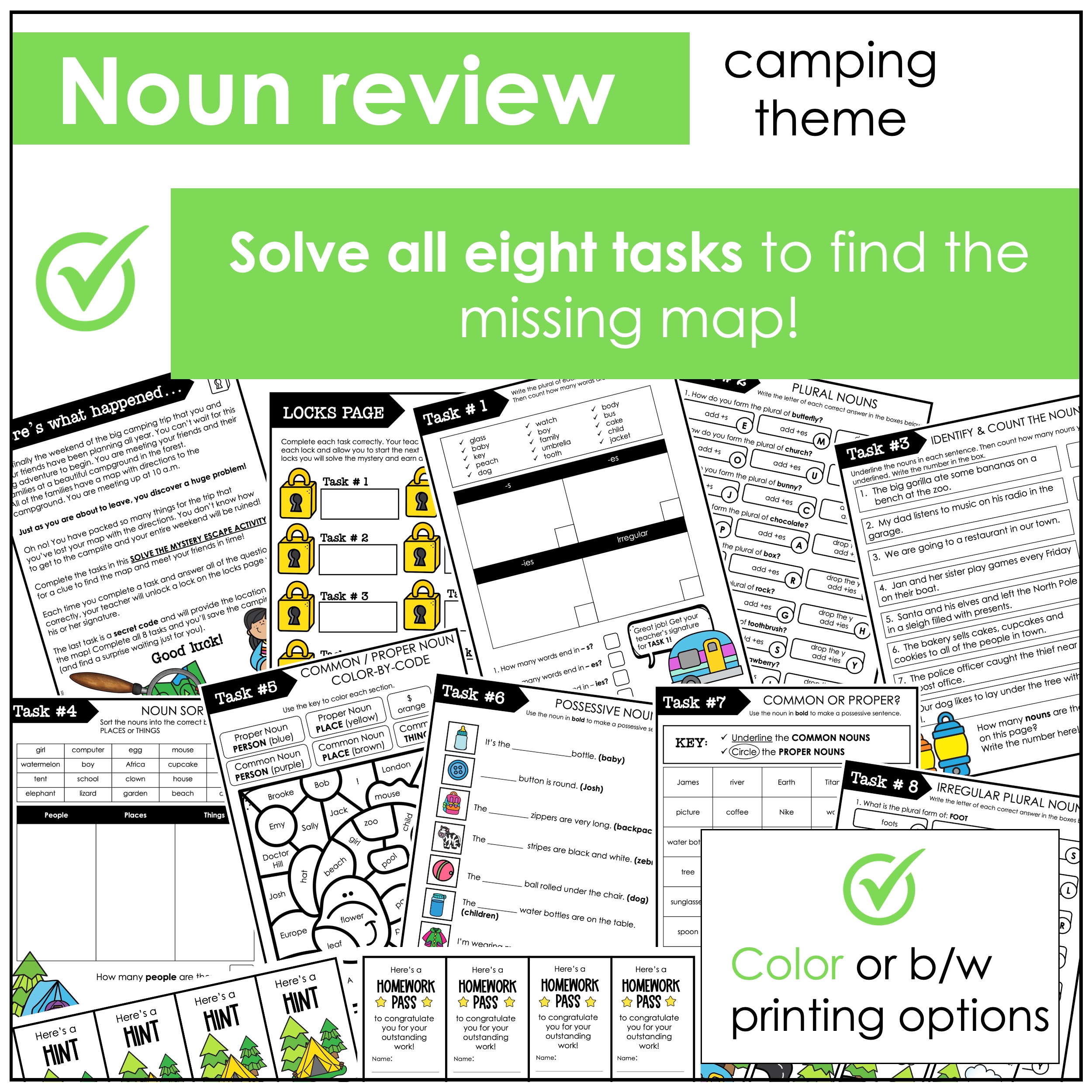 Noun Review Escape - Plural - Possessive - Common & Proper Nouns ELL ...