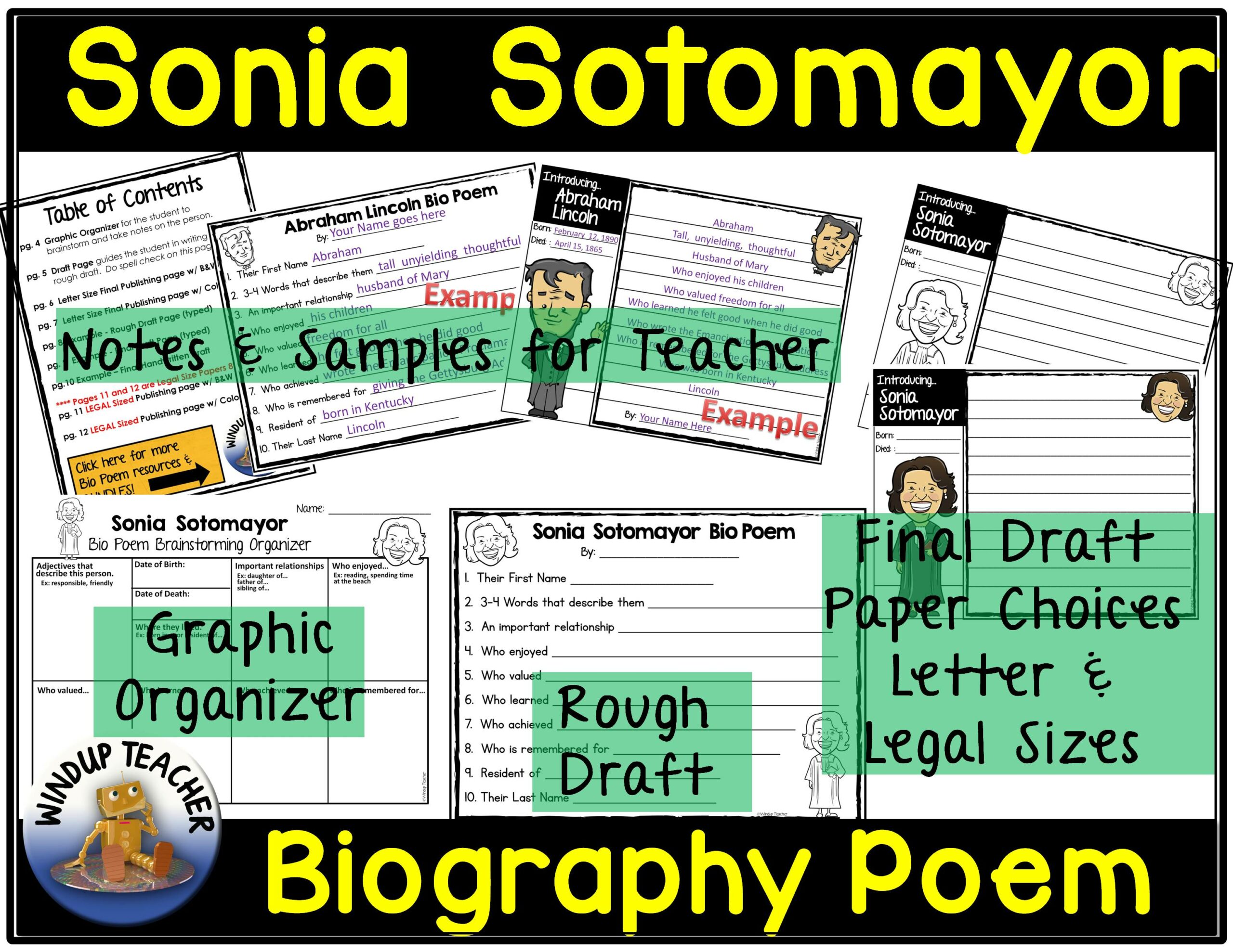 Sonia Sotomayor Biography Poem Writing Activity | Made By Teachers