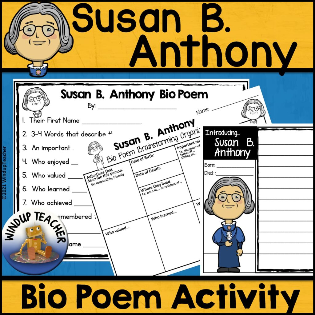 Susan B. Anthony Biography Poem Writing Activity | Made By Teachers