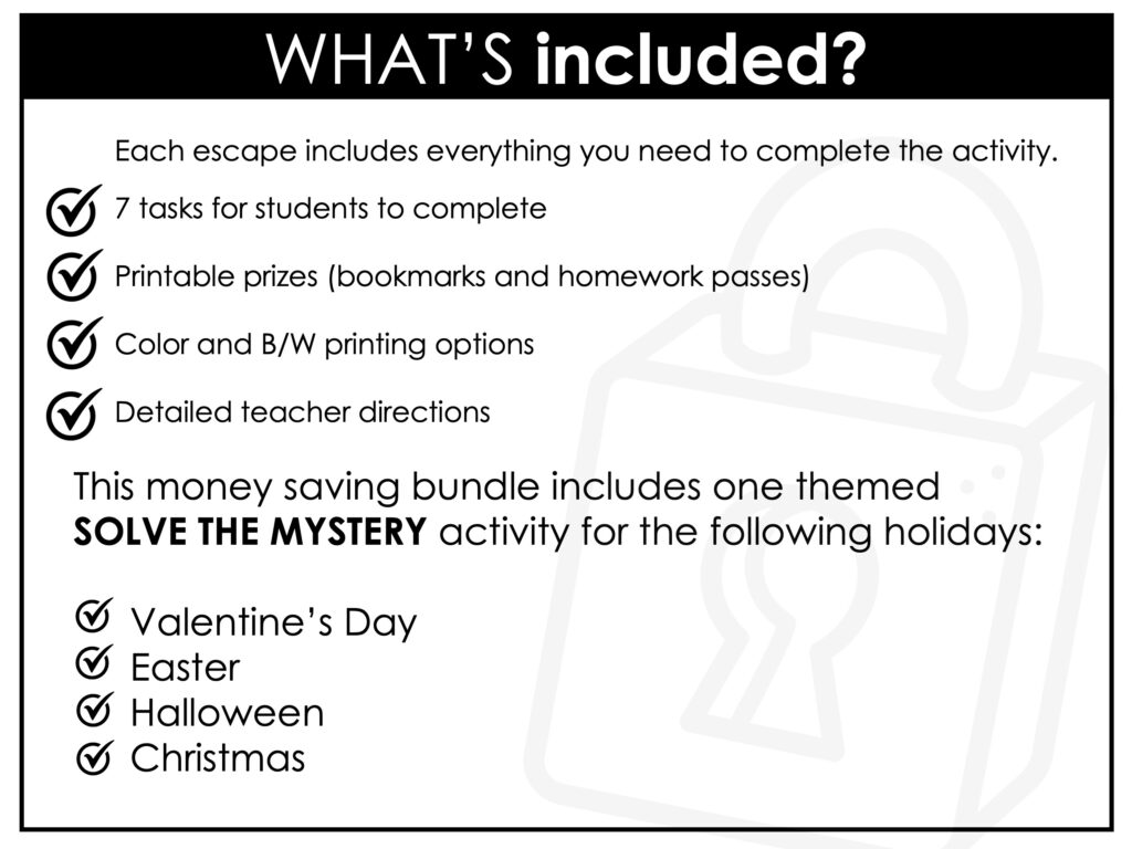 Vocabulary & Parts of Speech Solve the Mystery - Escape Activity BUNDLE ...