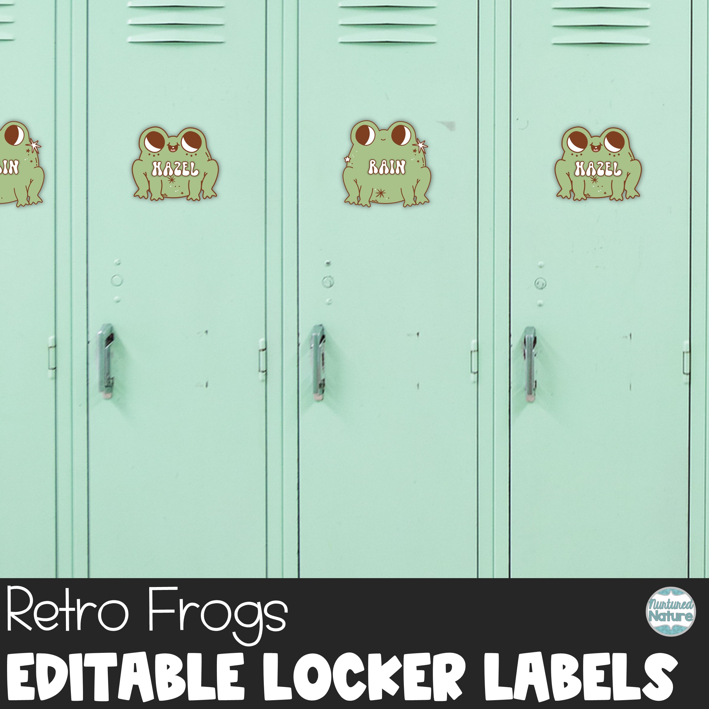 Editable Spring Decor – Retro Frog Locker Labels or Cubby Name Tags ...