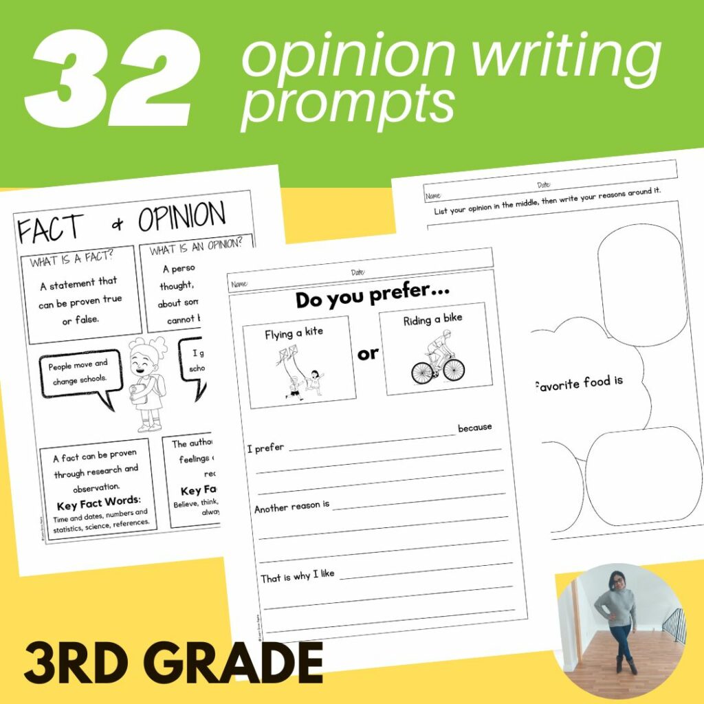 Opinion Writing Unit, Third Grade Opinion Writing Prompts Worksheets ...