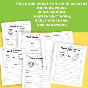Opinion Writing Unit, Third Grade Opinion Writing Prompts Worksheets ...
