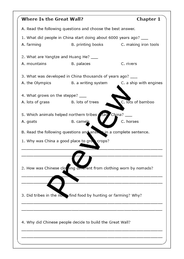 Patricia Demuth "Where Is the Great Wall?" worksheets | Made By Teachers