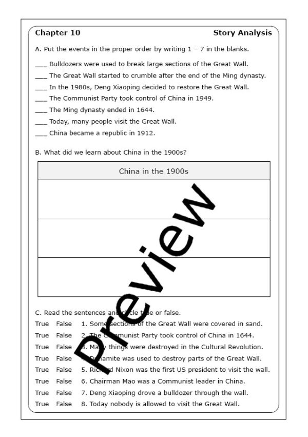 Patricia Demuth "Where Is the Great Wall?" worksheets | Made By Teachers