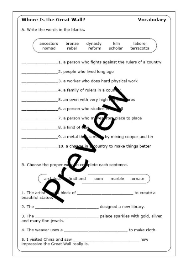 Patricia Demuth "Where Is the Great Wall?" worksheets | Made By Teachers