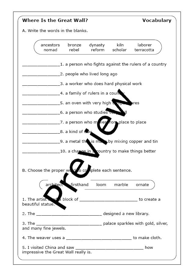Patricia Demuth "Where Is the Great Wall?" worksheets | Made By Teachers