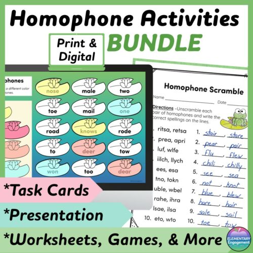 Homophones Games, Presentation, Centers, Worksheets, and Digital ...