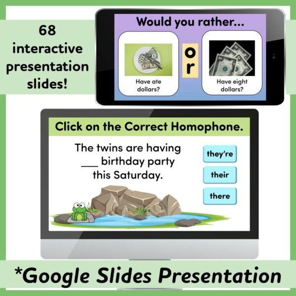 Homophones Games, Presentation, Centers, Worksheets, and Digital ...