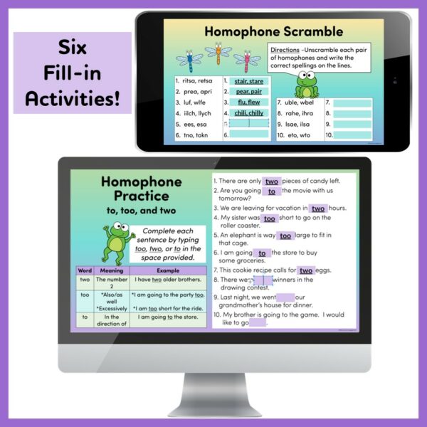 Homophones Games, Presentation, Centers, Worksheets, and Digital ...
