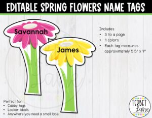 Editable Spring Cubby Tags | Locker Labels | Made By Teachers
