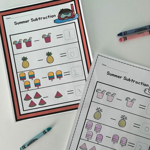 Summer Addition and Subtraction sums 1-5 Kindergarten Math Worksheets ...