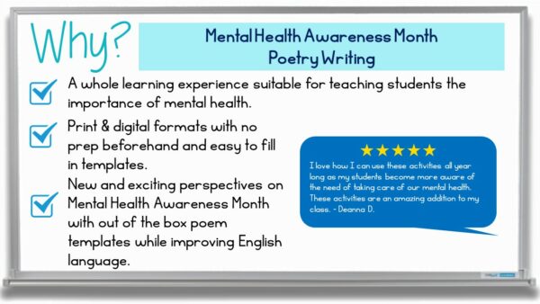 Mental Health Awareness Month Poetry Writing Activities - Print and ...