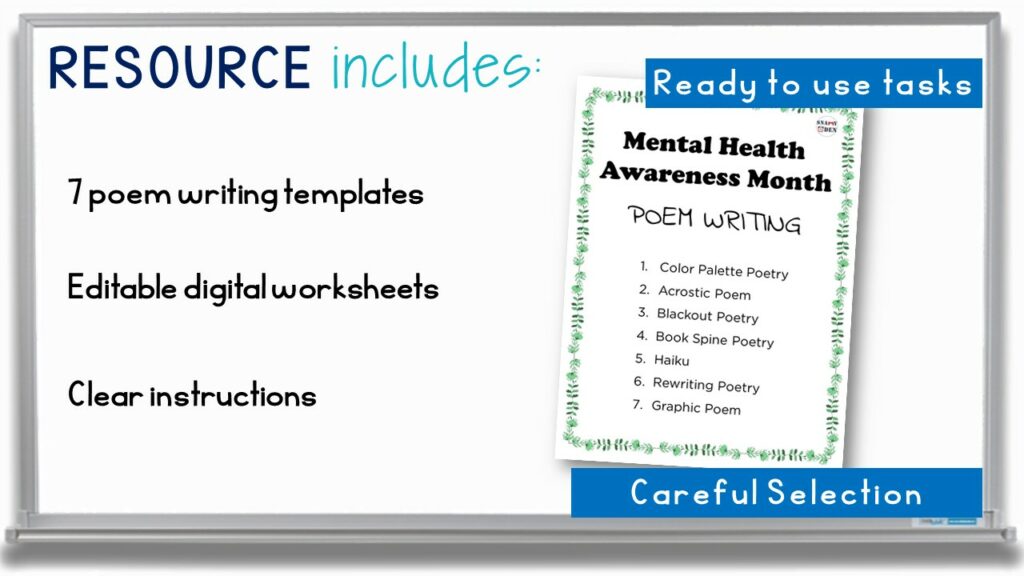 Mental Health Awareness Month Poetry Writing Activities - Print and ...