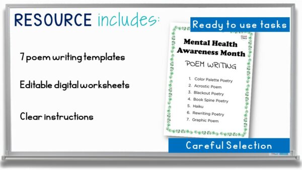 Mental Health Awareness Month Poetry Writing Activities - Print and ...