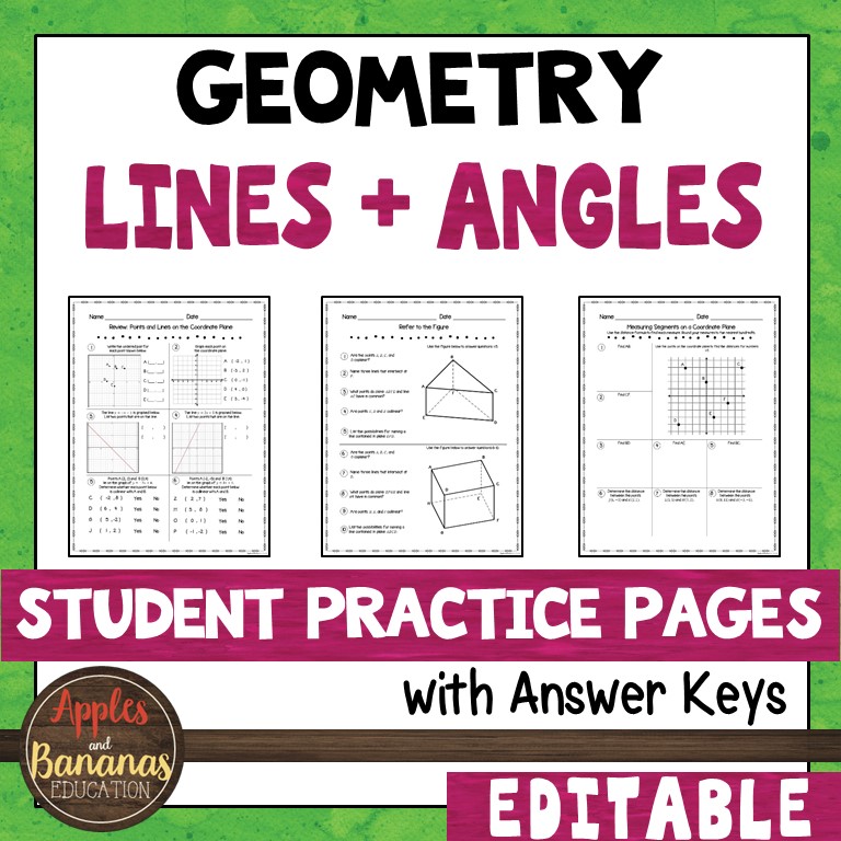 Lines and Angles - Editable Student Practice Pages | Made By Teachers