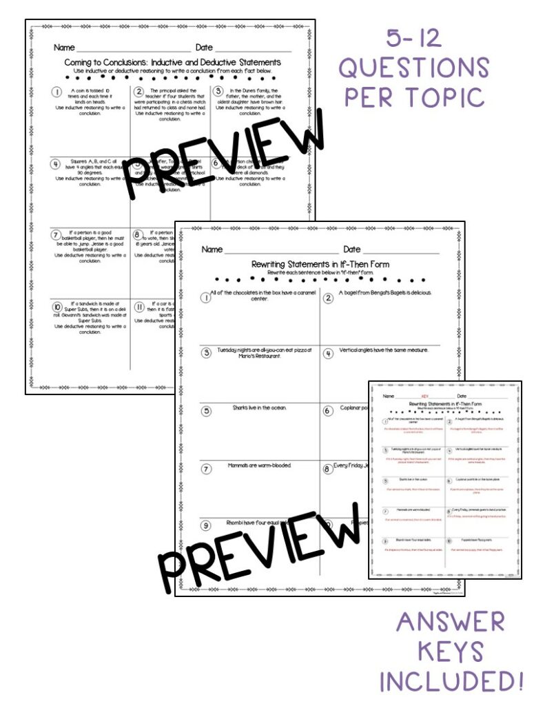 Inductive and Deductive Reasoning - Editable Student Practice Pages ...