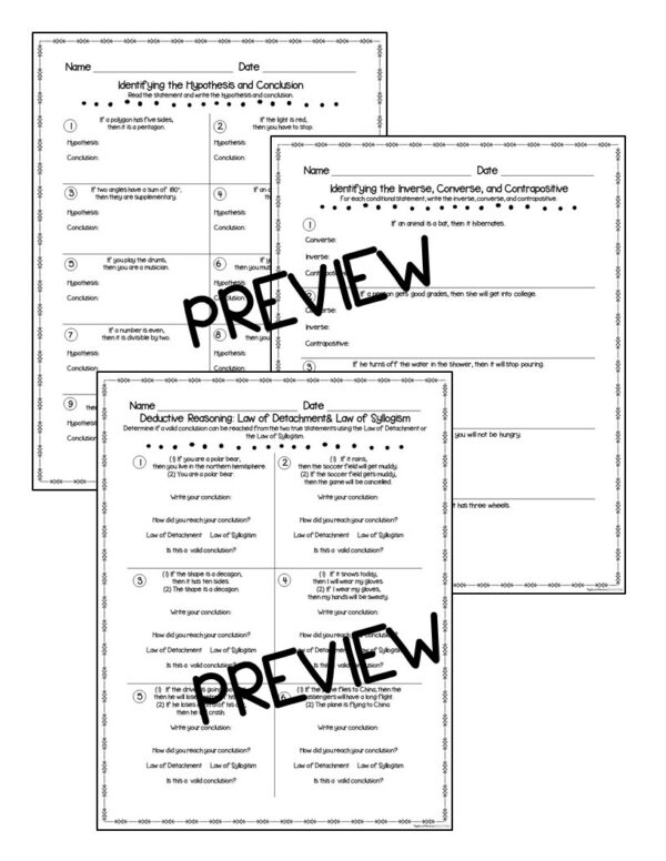 Inductive and Deductive Reasoning - Editable Student Practice Pages ...
