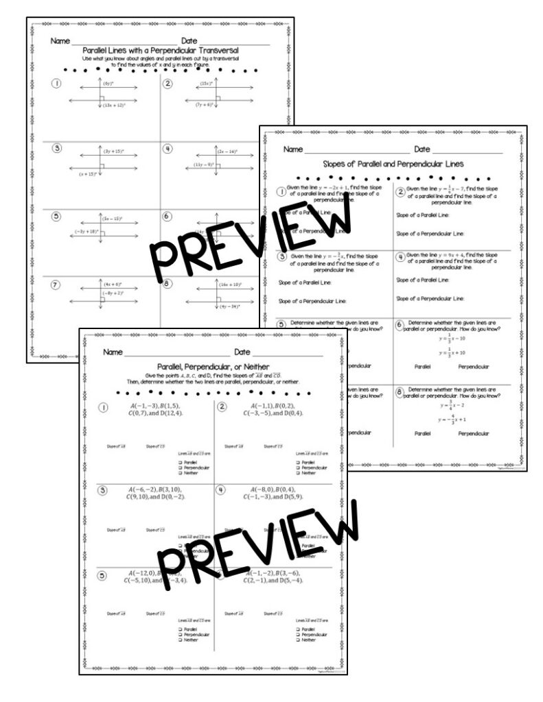 Perpendicular and Parallel Lines - Editable Student Practice Pages ...
