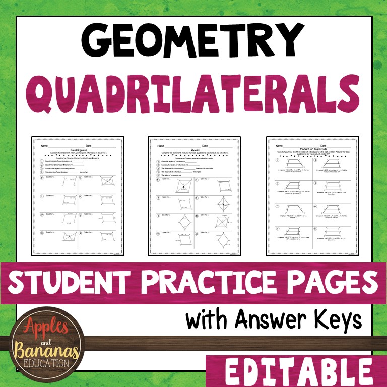 Quadrilaterals - Editable Student Practice Pages | Made By Teachers