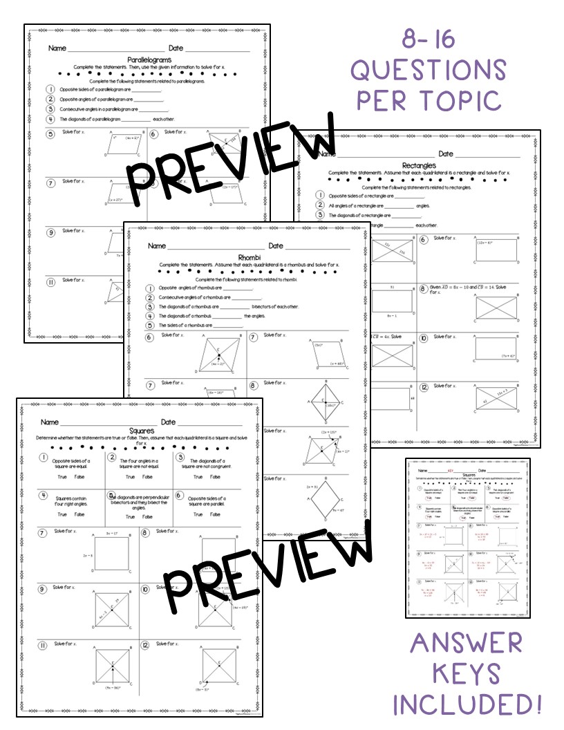 Quadrilaterals - Editable Student Practice Pages | Made By Teachers