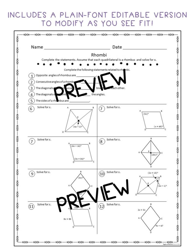 Quadrilaterals - Editable Student Practice Pages | Made By Teachers