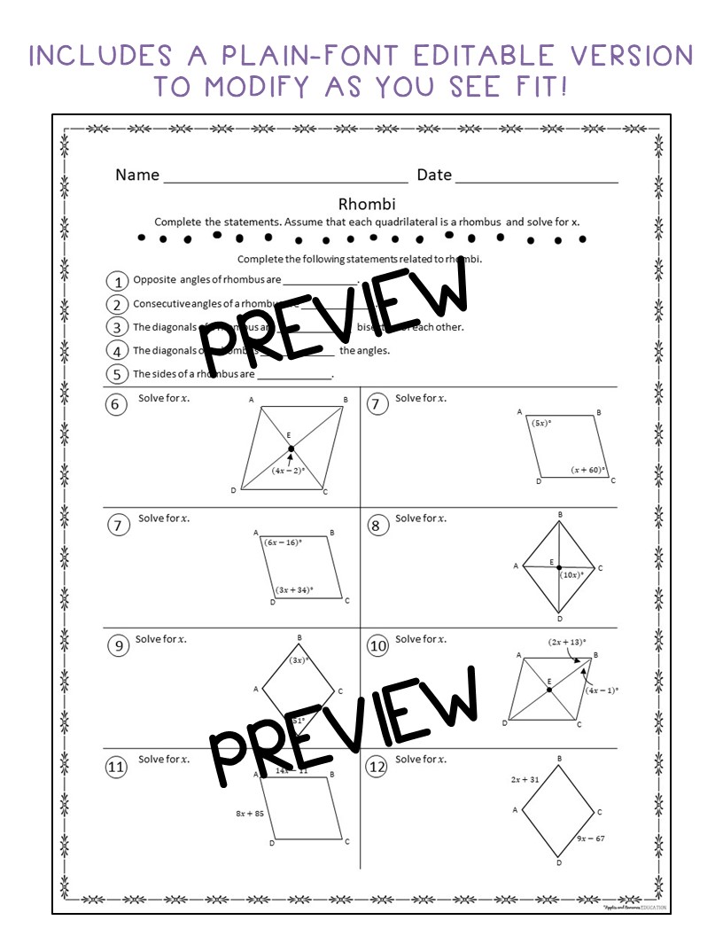 Quadrilaterals - Editable Student Practice Pages | Made By Teachers