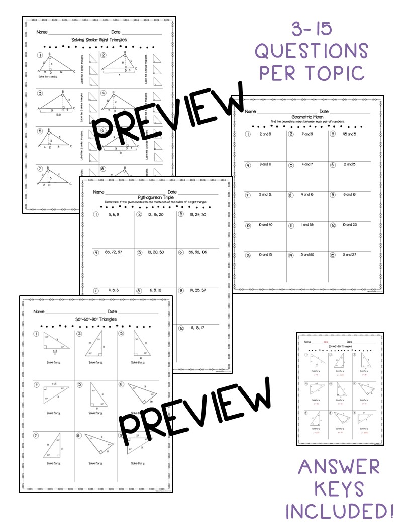 Right Triangles - Editable Student Practice Pages | Made By Teachers
