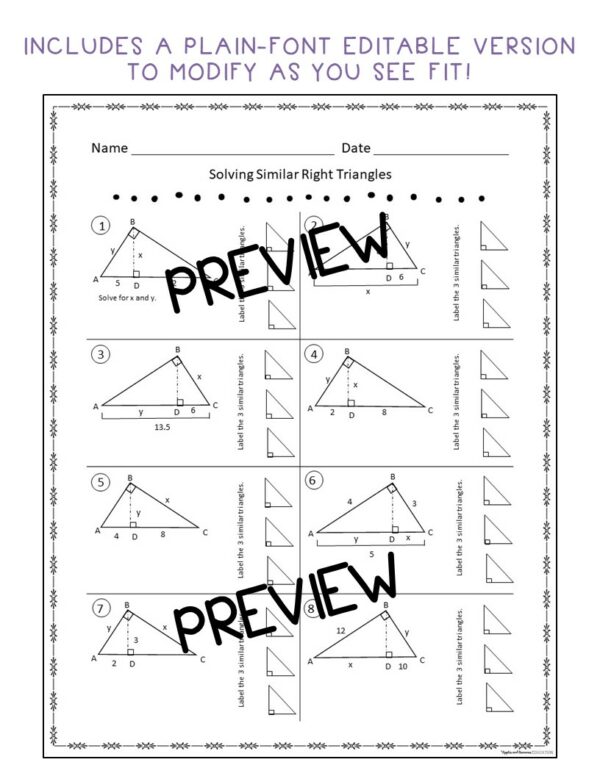 Right Triangles - Editable Student Practice Pages | Made By Teachers