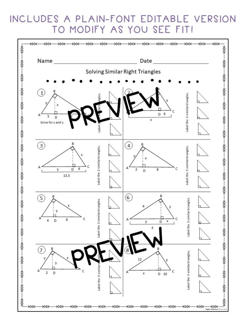Right Triangles - Editable Student Practice Pages | Made By Teachers