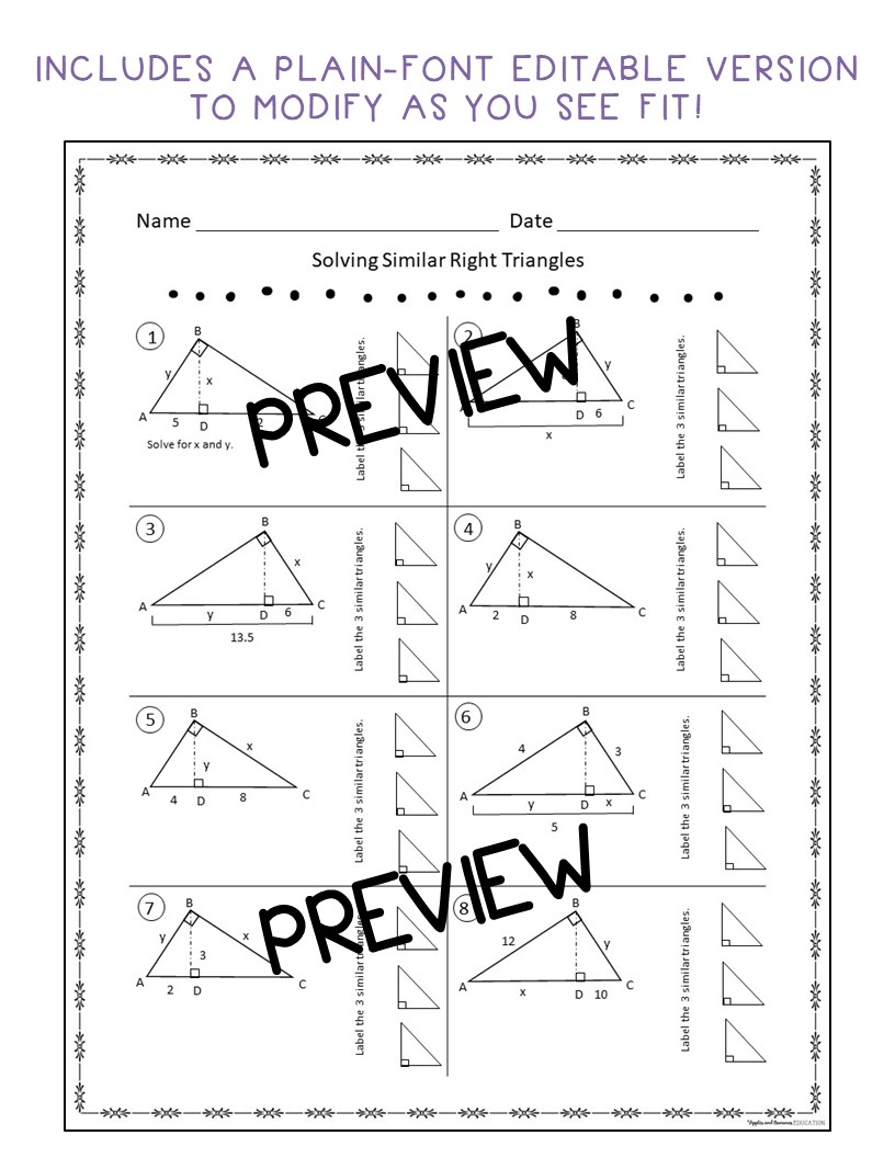 Right Triangles - Editable Student Practice Pages | Made By Teachers