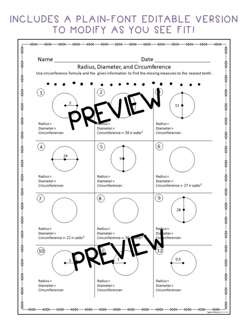 Circles - Editable Student Practice Pages | Made By Teachers