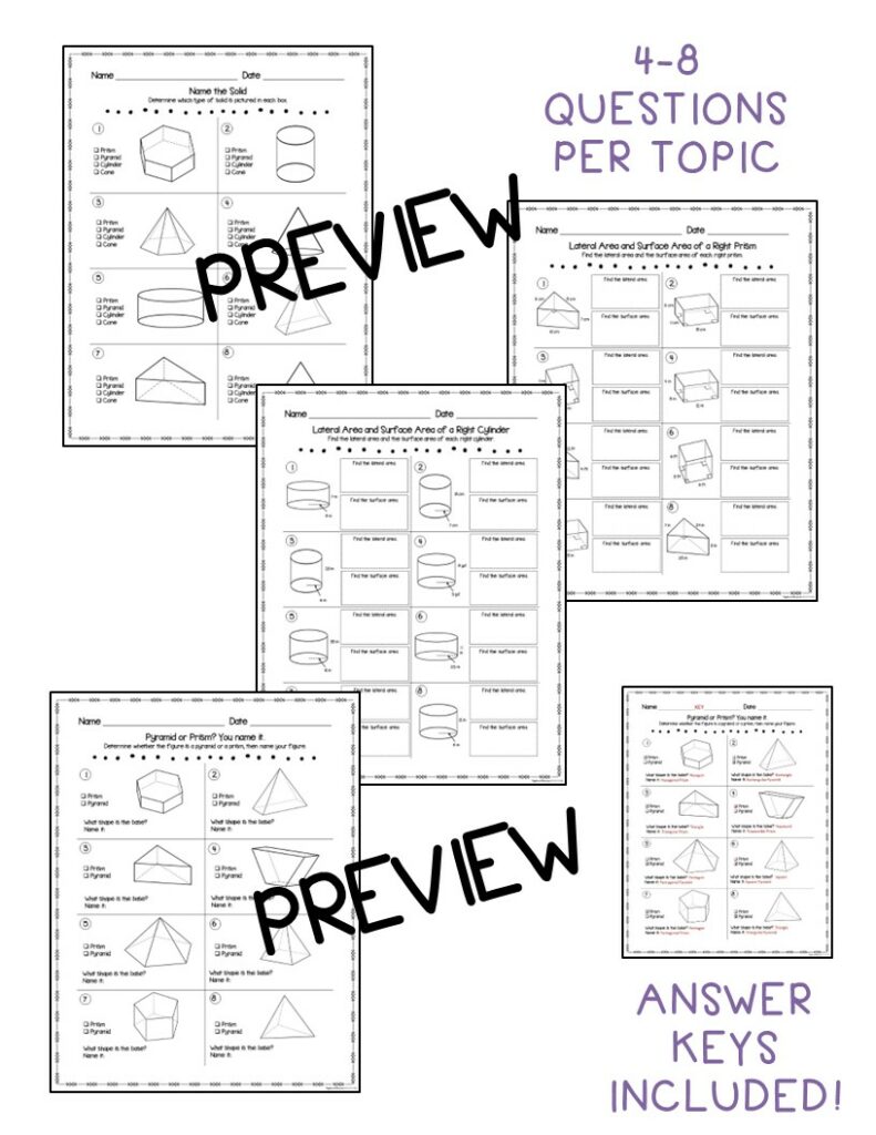 Surface Area and Volume - Editable Student Practice Pages | Made By ...