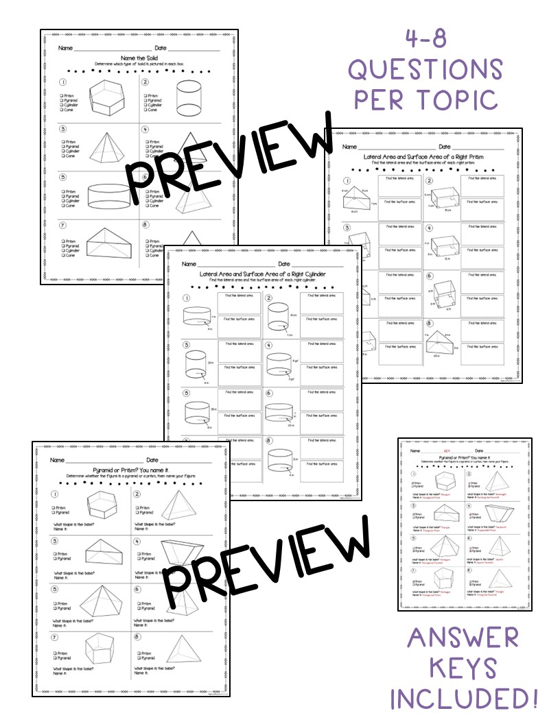 Surface Area and Volume - Editable Student Practice Pages | Made By ...