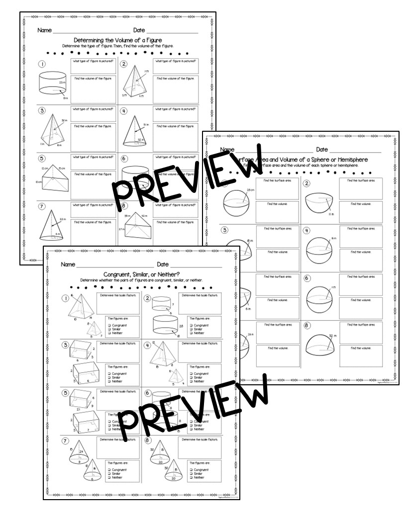 Surface Area and Volume - Editable Student Practice Pages | Made By ...