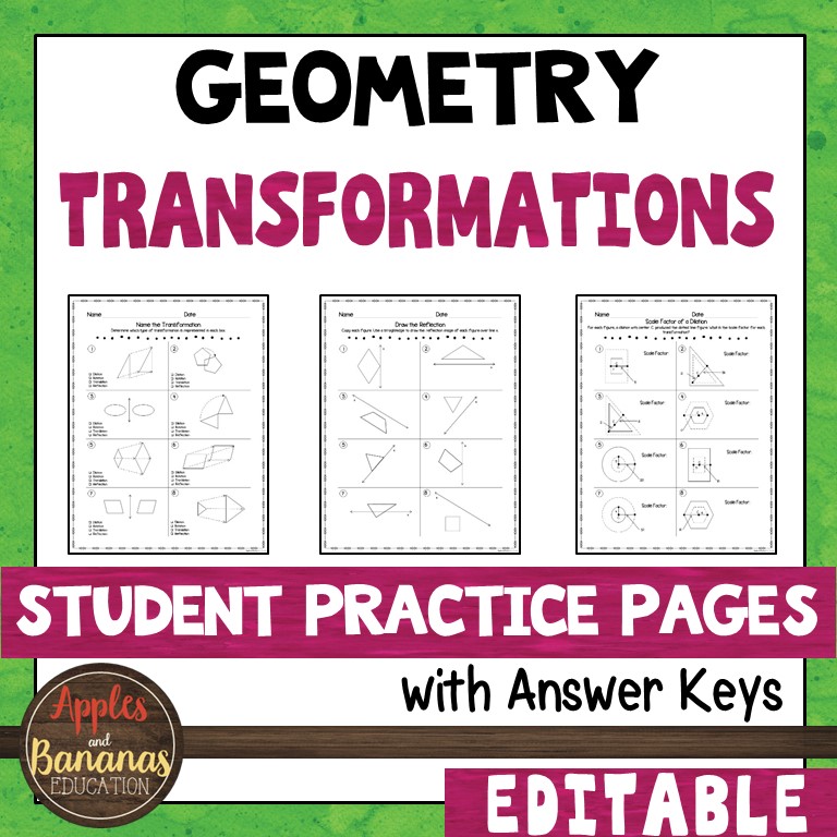 Transformations - Editable Student Practice Pages | Made By Teachers